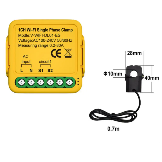 Medidor de Flujo de Energia, Wi-fi Sensor y Monitor, 2 Vias | IndTESA